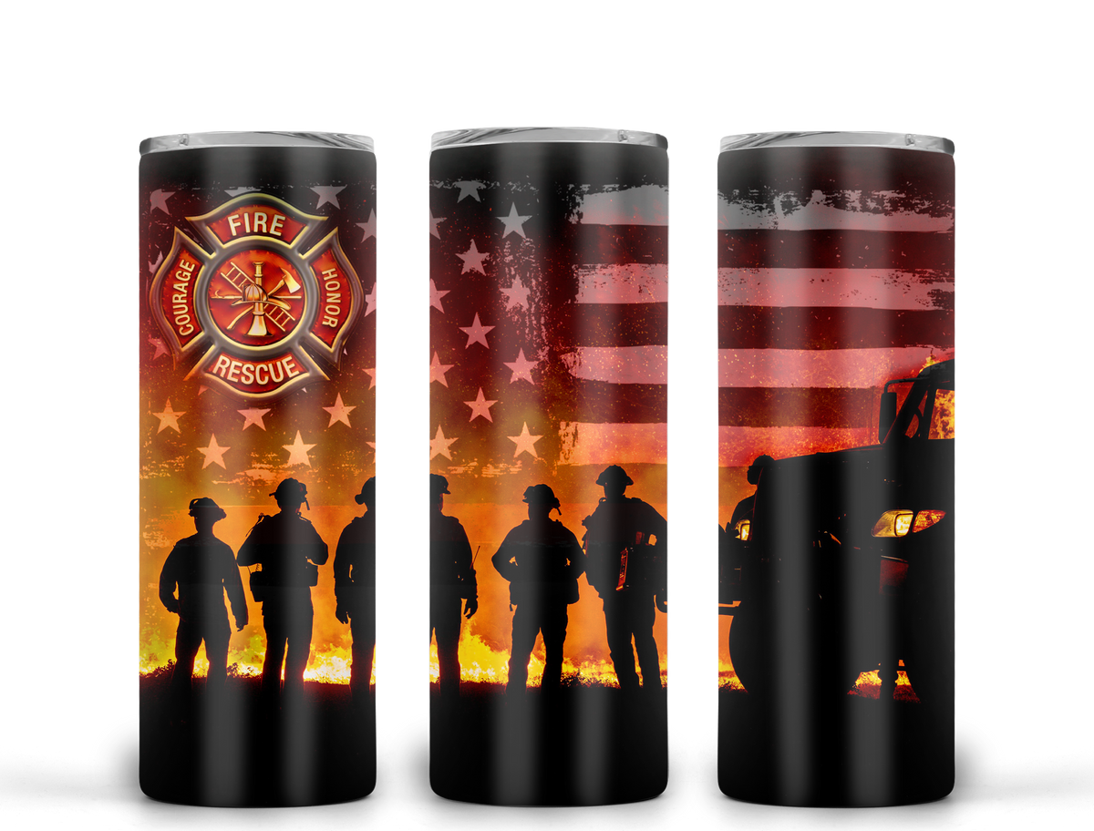 Firefighter Ready to Press Sublimation Tumbler Transfer 20oz Red line ...