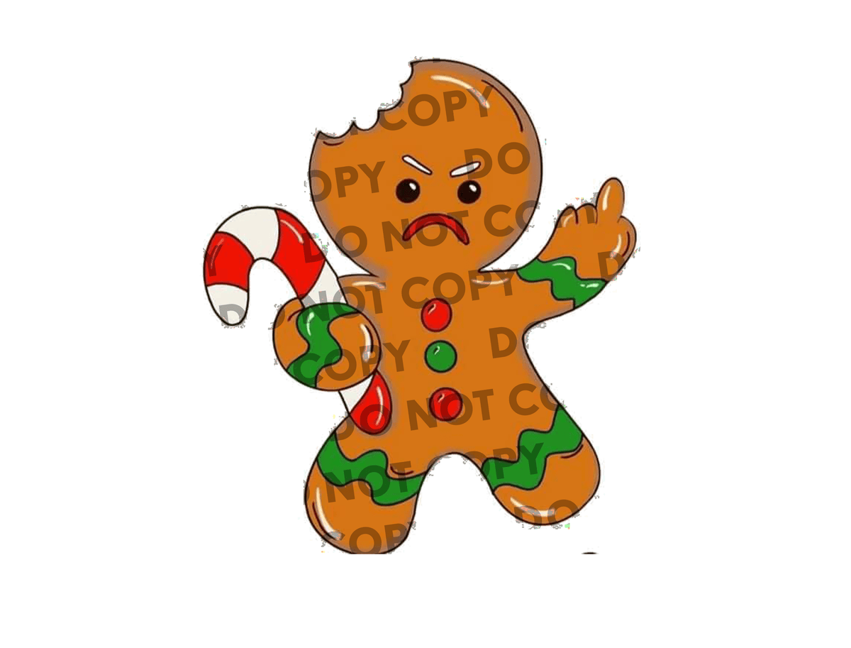Gingerbread man flipping bird ready to press sublimation transfer ...